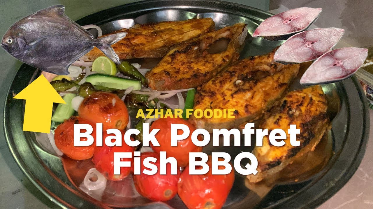 (CC) Dangerously Delicious Black Pomfret Fish BBQ on Charcoal Grill ...