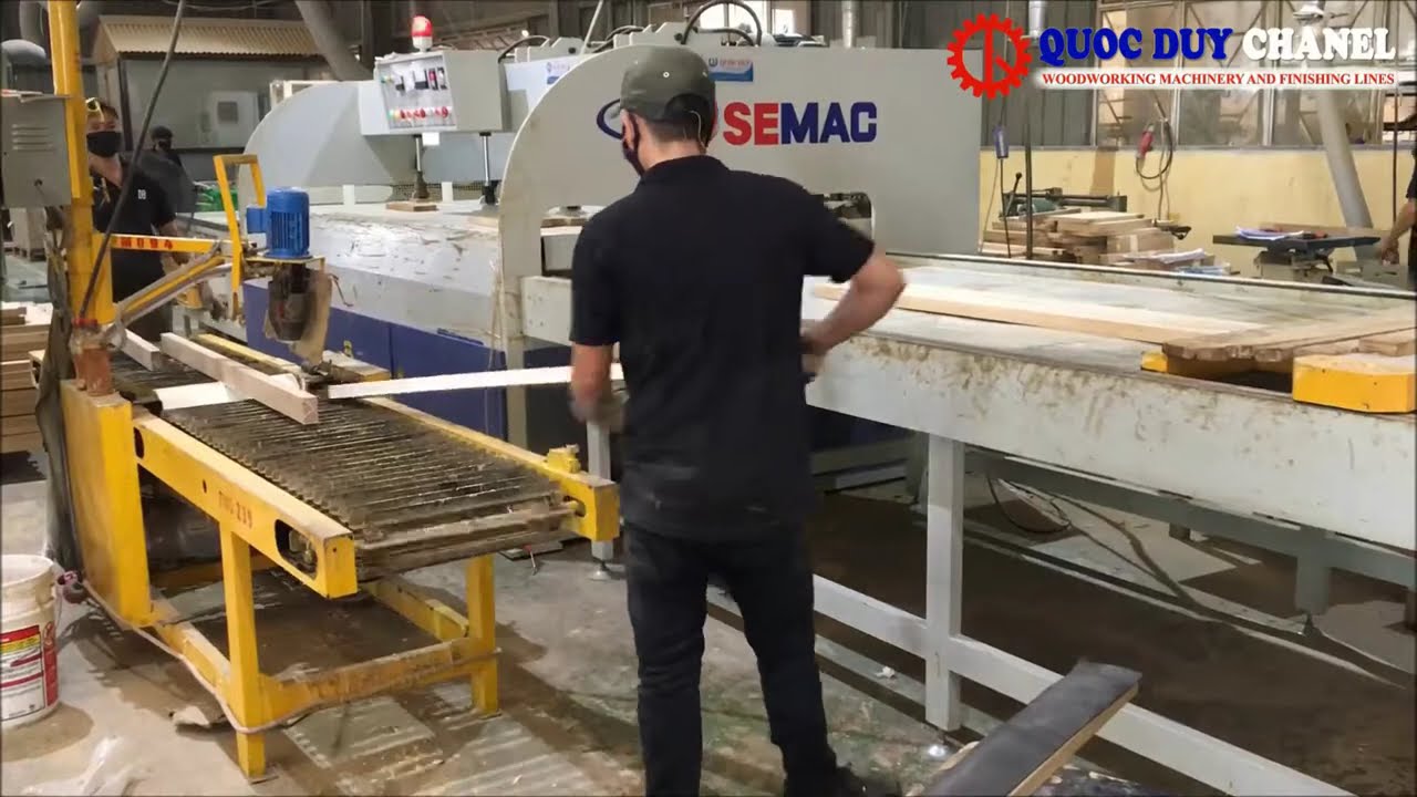High frequency wood board joining machine SM105H35 - YouTube