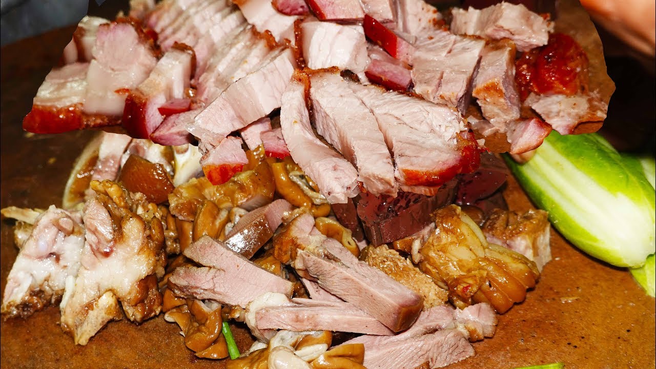 Amazing Street Meat Stall, Street Chopped Meat Of Crispy Roasted And ...