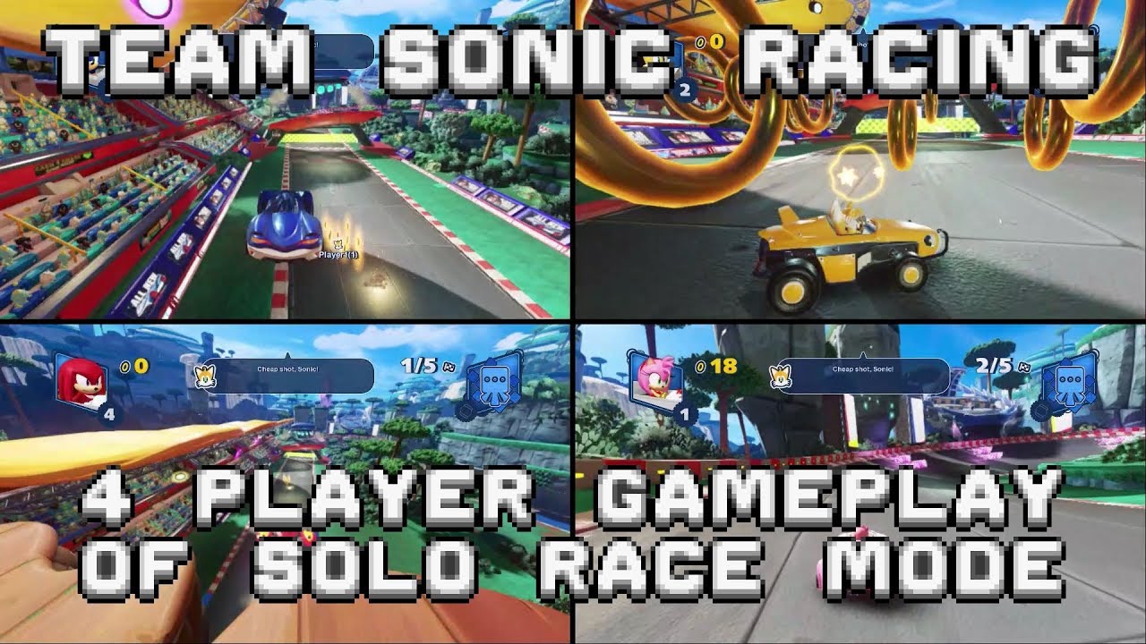 Team Sonic Racing: Solo Race Mode with 4 Players (Wisp Circuit) - YouTube