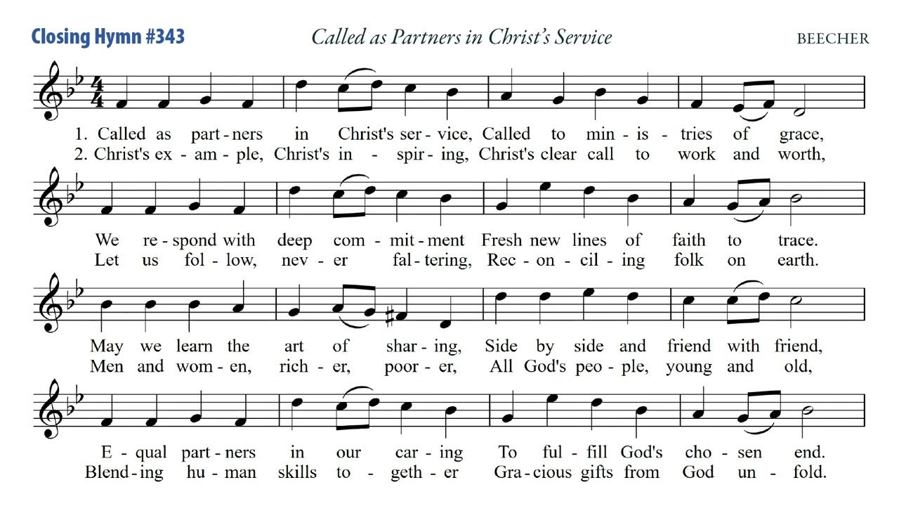 09-18-22 Closing Hymn; Called as Partners in Christ’s Service - YouTube