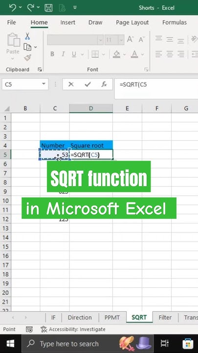 SQRT function in Microsoft Excel #exceltricks #sqrt #exceltipsandtricks - YouTube
