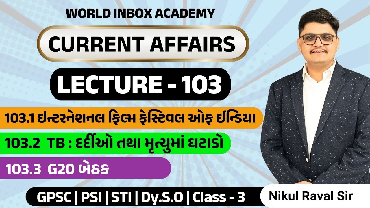 Current Affairs 2025 | Part - 103 | Lecture By Nikul Raval Sir | World ...