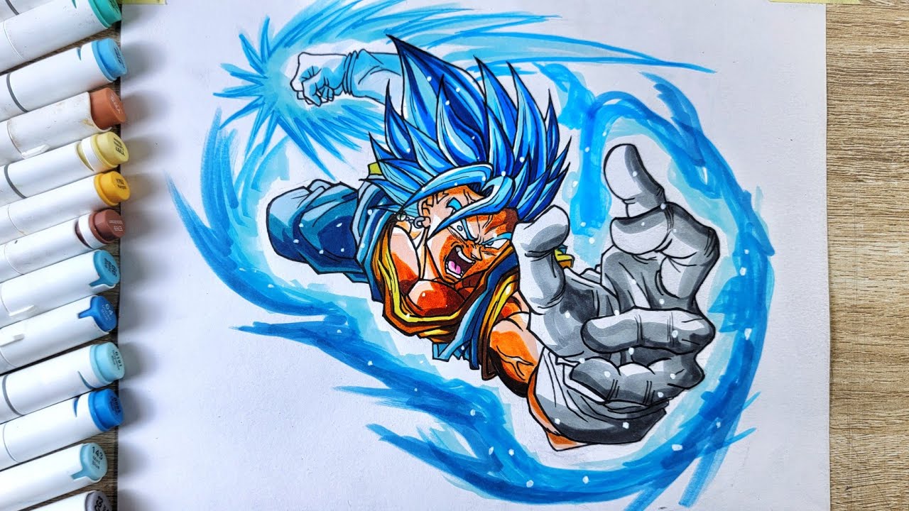 How to Draw Vegito Super Saiyan Blue Fighting Pose😱 [ Dragonball ...