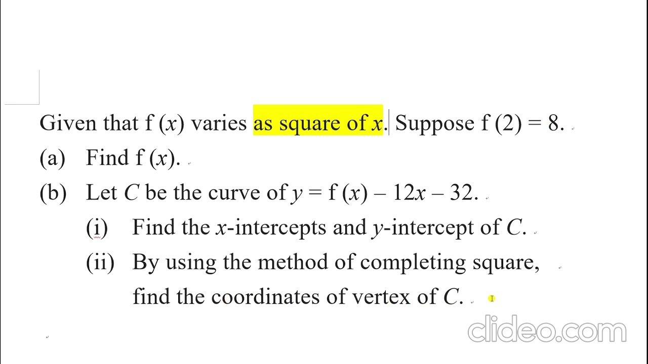 Direct Variation and Quadratic Graph - YouTube