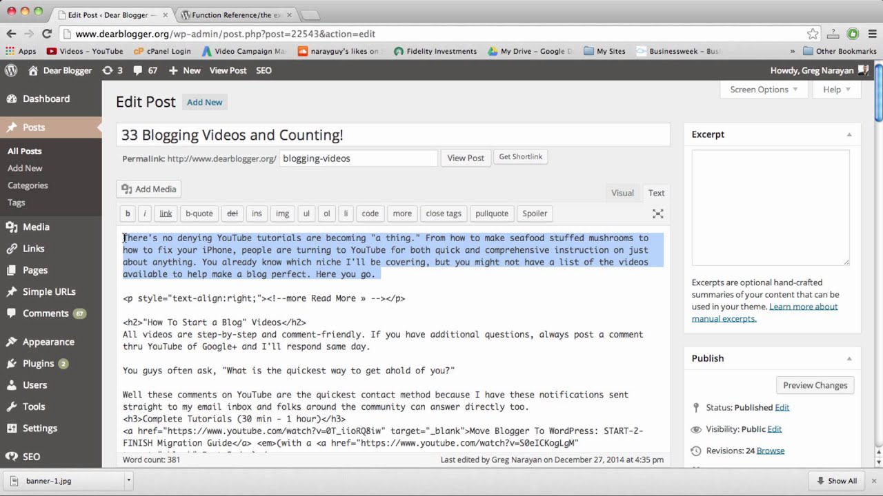 Using Post Excerpt Homepage - WordPress - YouTube