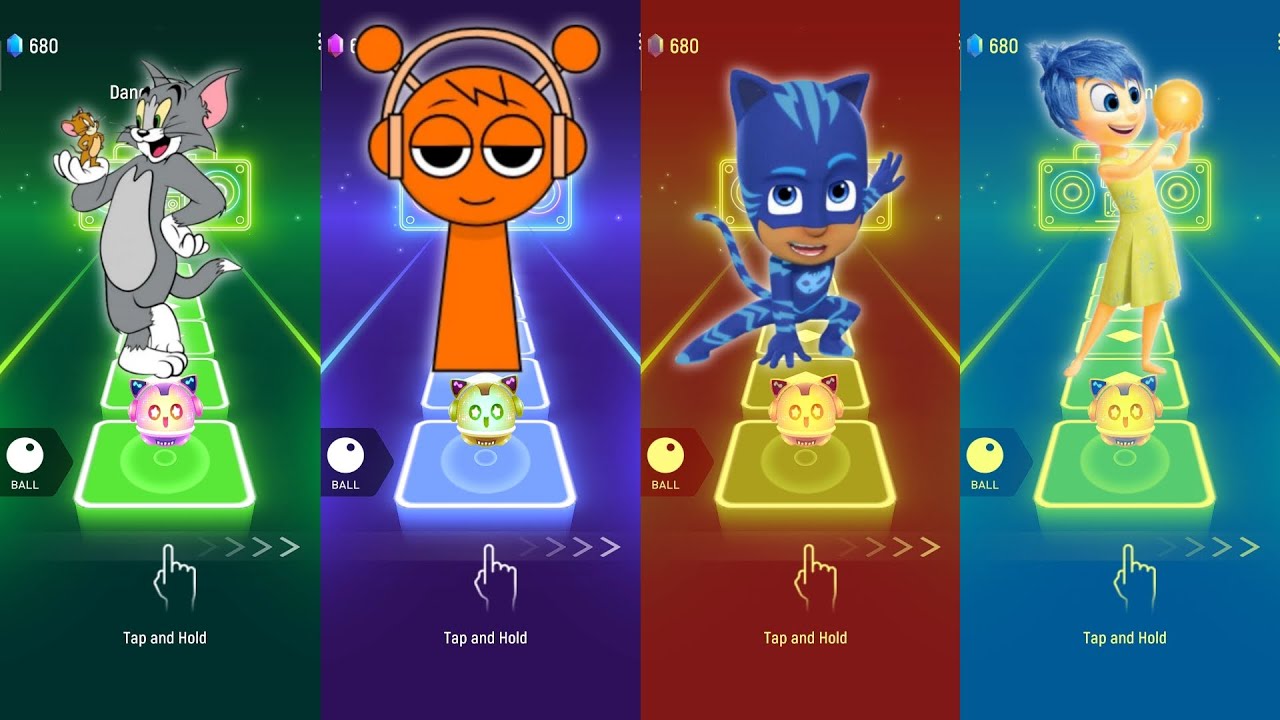 Tom and Jerry 🆚 Sprunki 🆚 PJ Masks 🆚 Inside Out | 💥Tiles Hop EDM Rush 🎶 ...