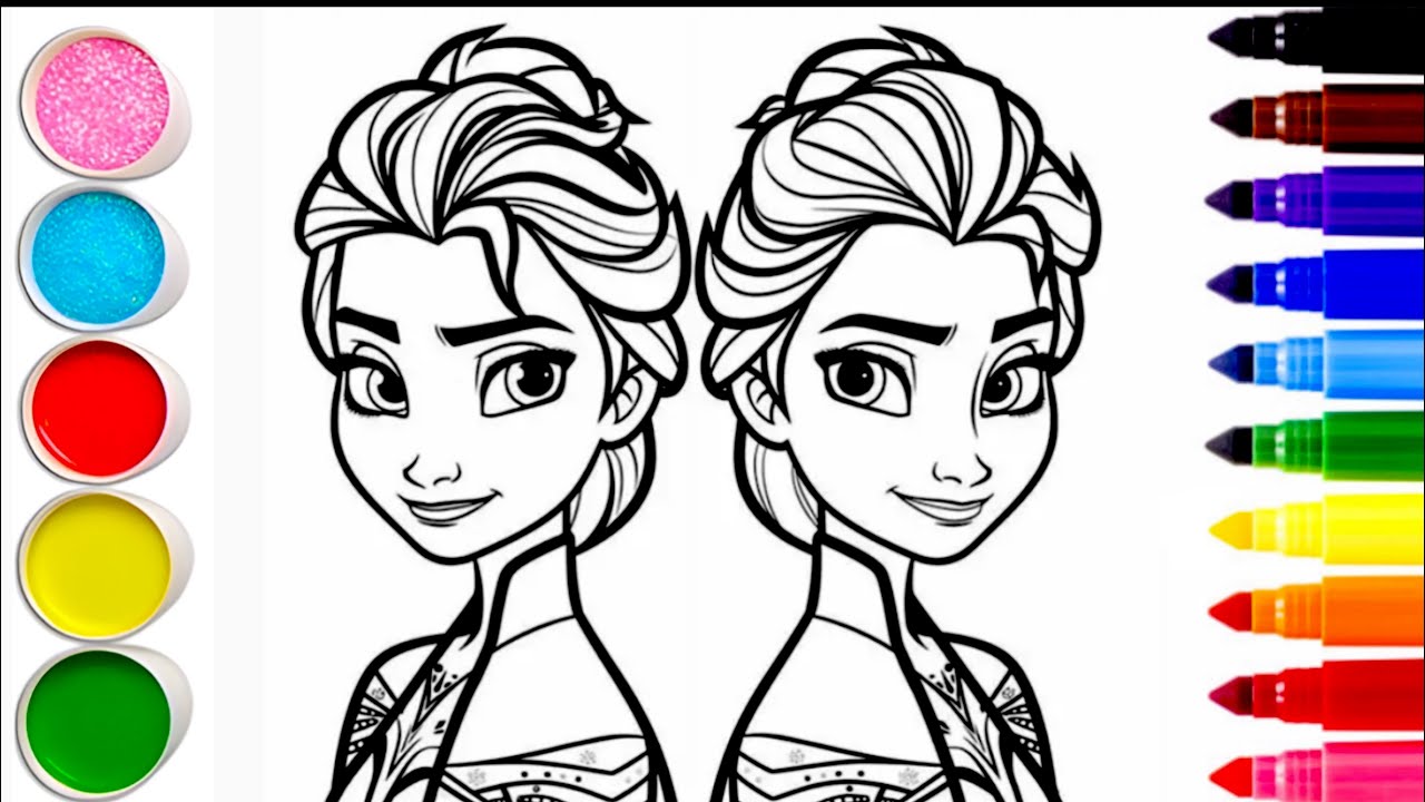 How to Draw Twin Elsa | Easy and Fun Frozen Art for Kids #elsadrawing # ...