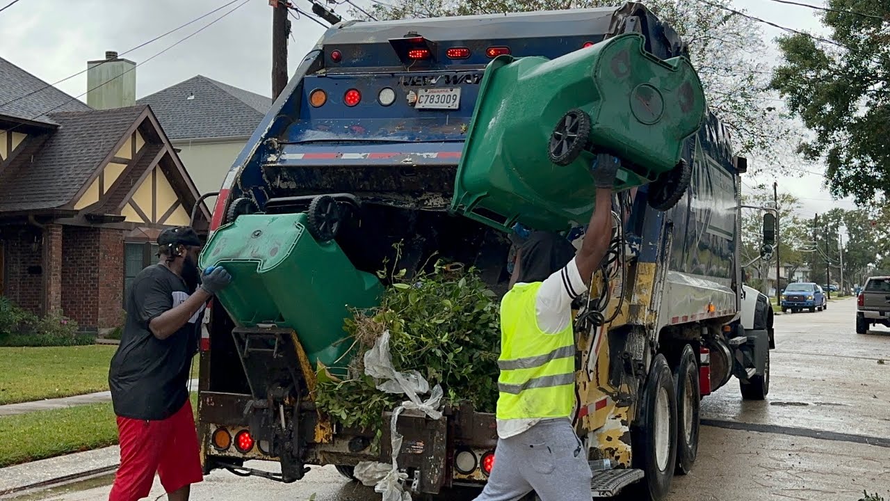 Waste Connections New Way Rear Loader Garbage Truck Packing Out - YouTube