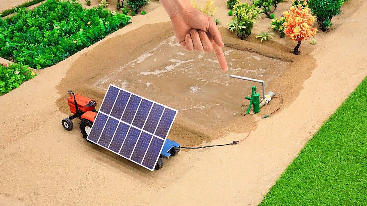 DIY mini solar system for tubewell | DIY mini nalka | mini tractor ...