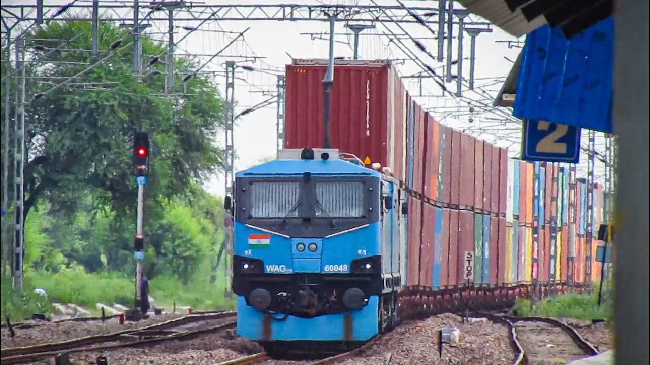 WAG9 VS WAG12 WITH DOUBLE STACK CONTAINER INDIAN RAILWAYS - YouTube