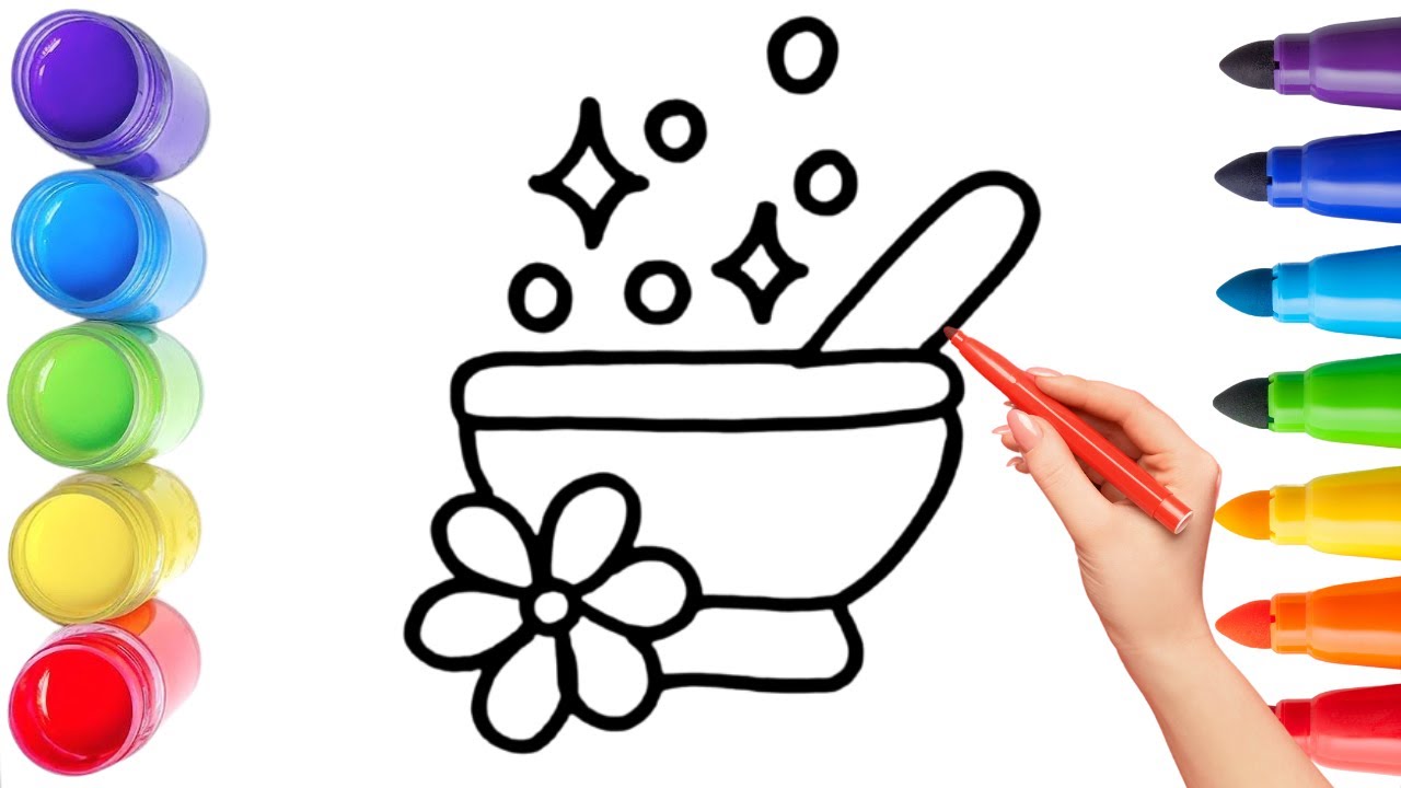 How To Draw cute soup Drawing, Painting & Coloring For Kids and ...