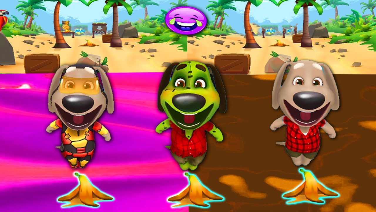 TALKING TOM GOLD RUN - IRON, ZOMBIE & TALKING BEN BANANA FALLS/SLIPS IN ...