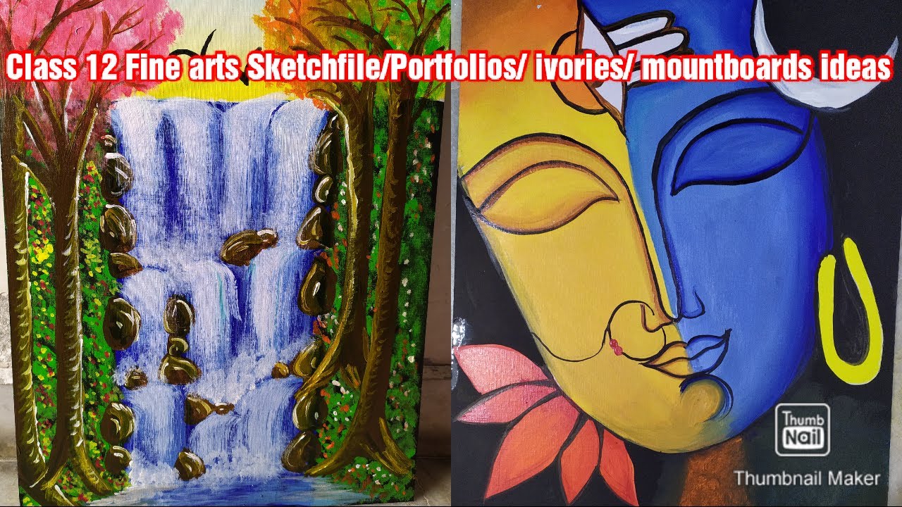 Class 12 Fine Arts Easy Portfolio||Sketchfile||Mountboard Ideas - YouTube