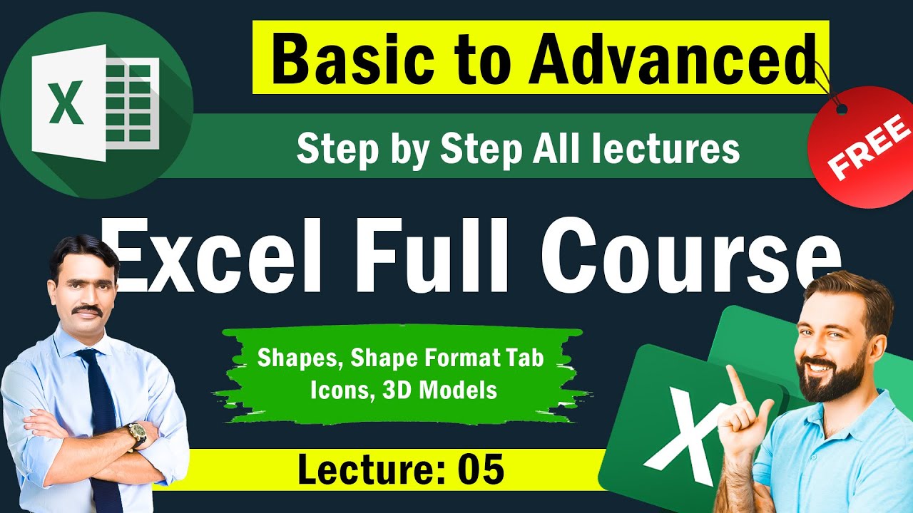 MS Excel Full Course Series - Lecture 5 | Shapes, Icons, 3D Models ...