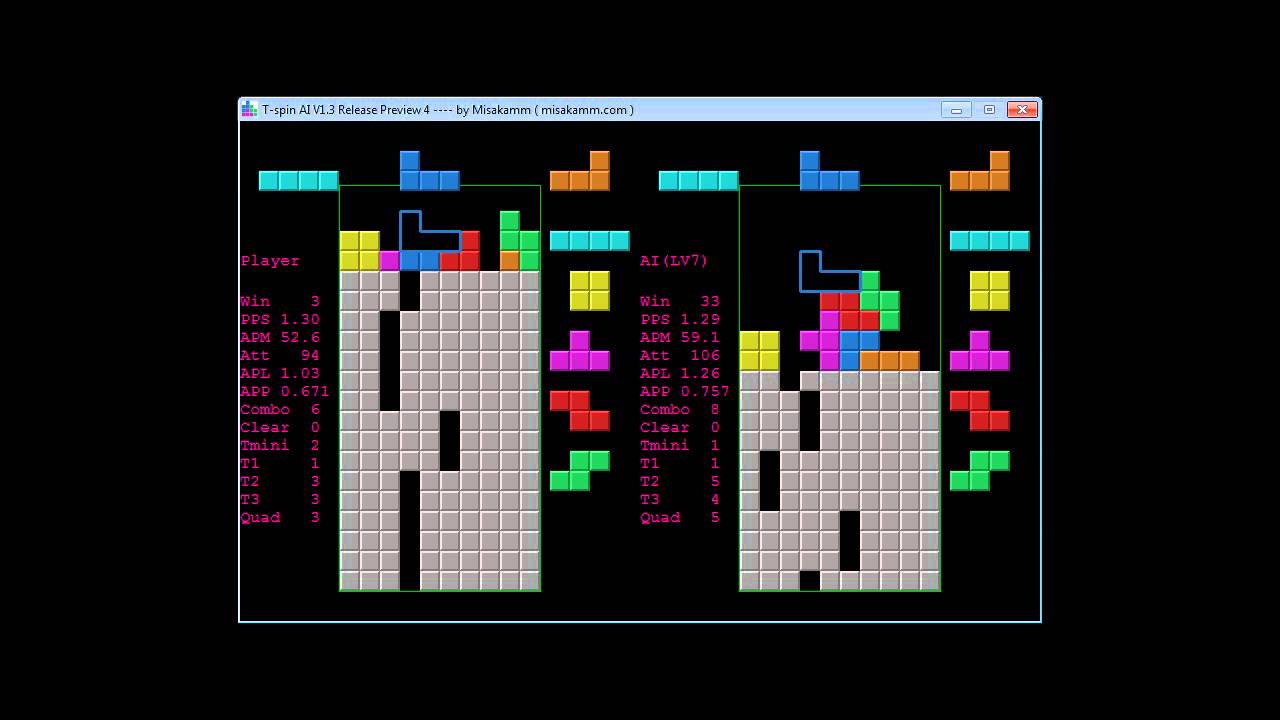 Misaka's Multiplayer Tetris AI - Level 7 - YouTube