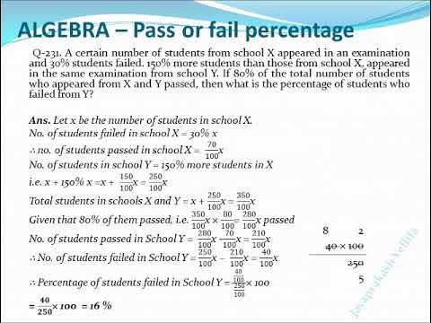 Algebra : Class 234 – Pass or fail percentage - YouTube