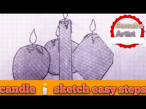 candle sketch/candle drawing/candle sketch easy step/four candle sketch ...