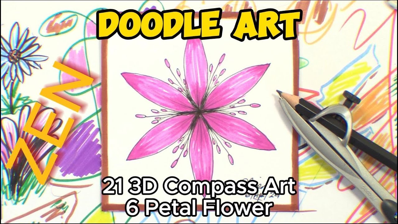 Relaxing Zen Art: Flower Drawing Tutorial with Compass - YouTube