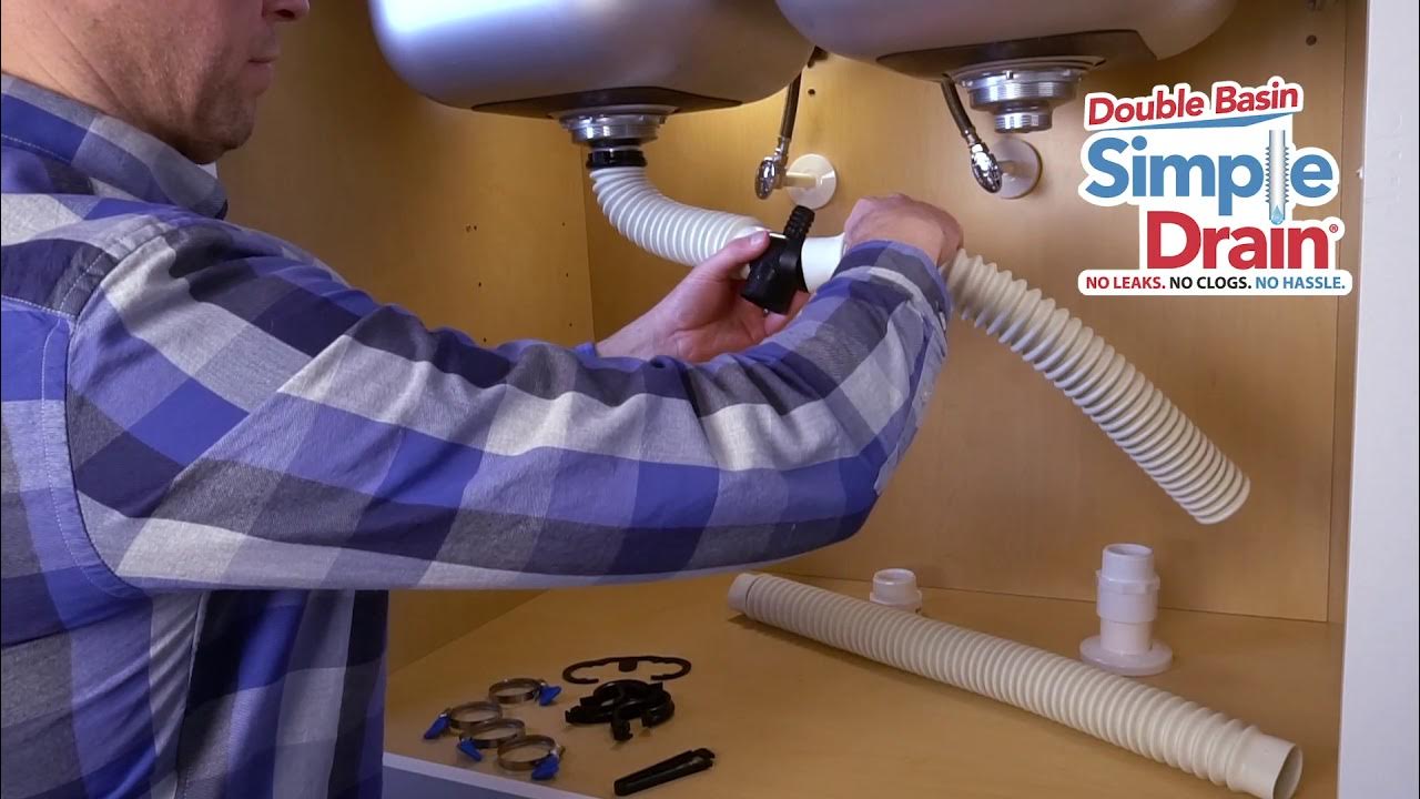 Double Basin Simple Drain Standard P-trap Installation - YouTube