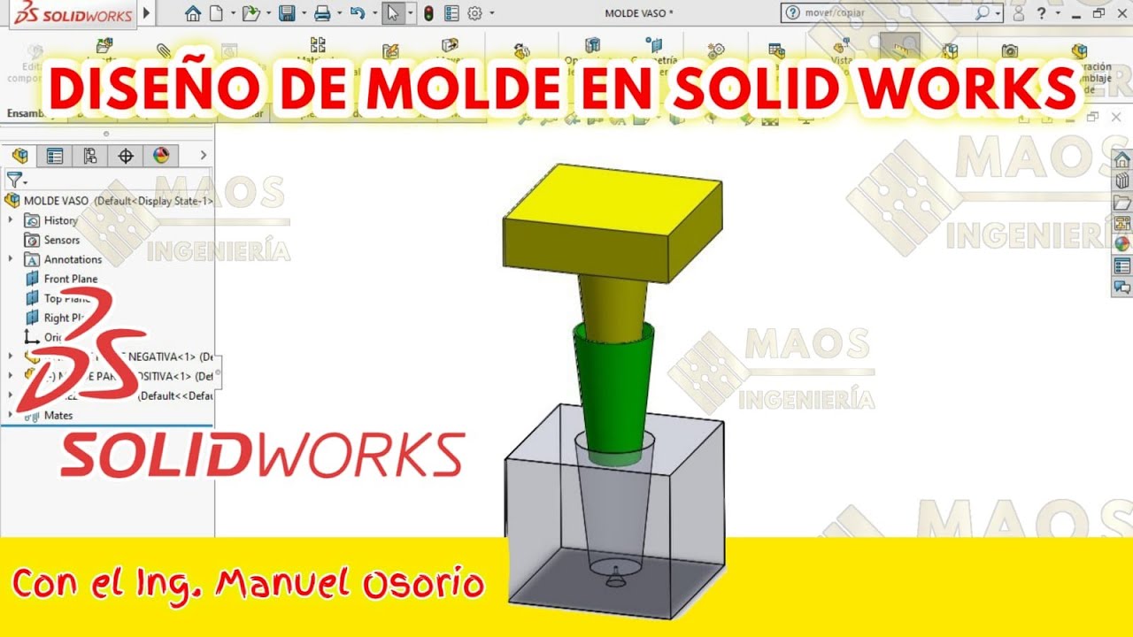 DISEÑO DE MOLDE EN SOLID WORKS - YouTube
