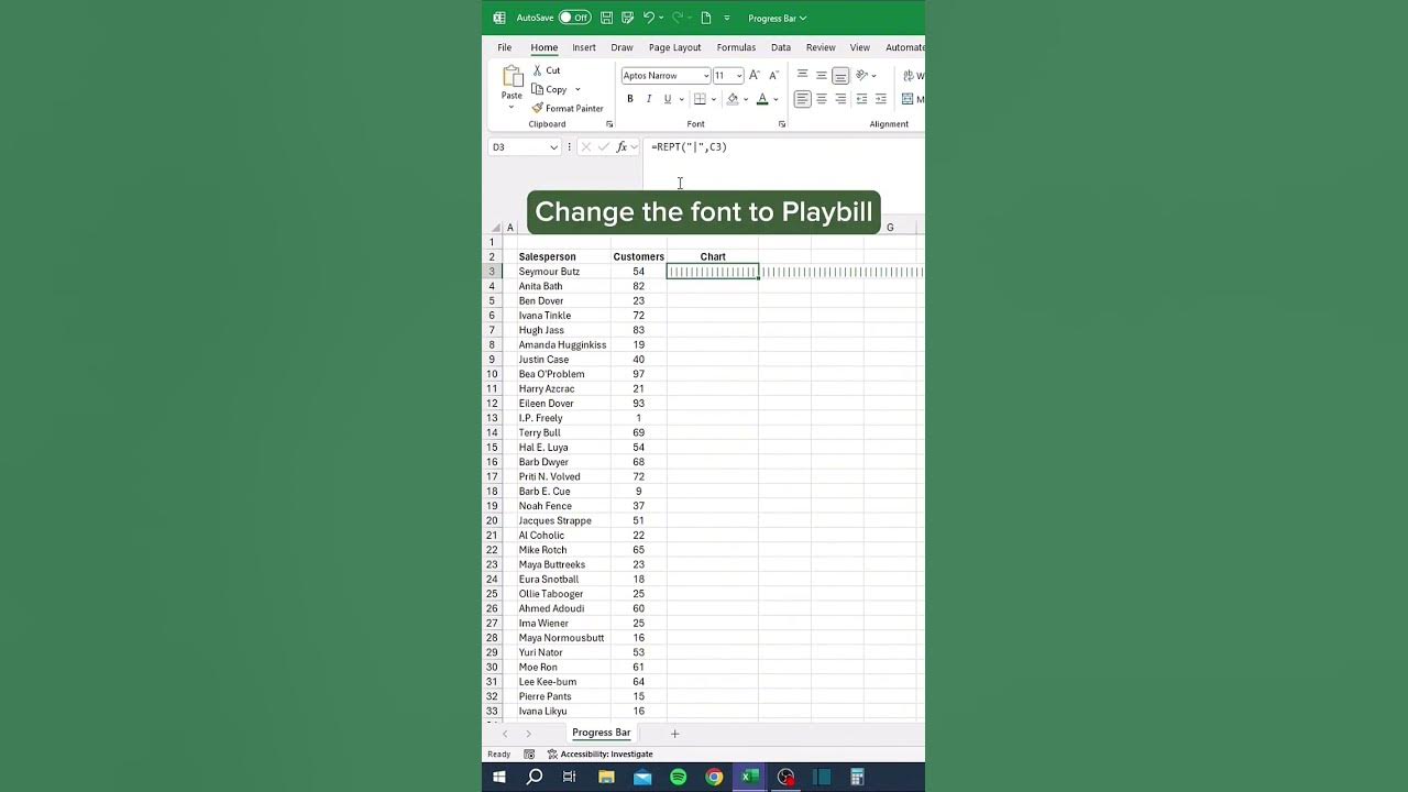 Excel Progress Bar Trick Exceltricks Viral Viralforyou Youtube
