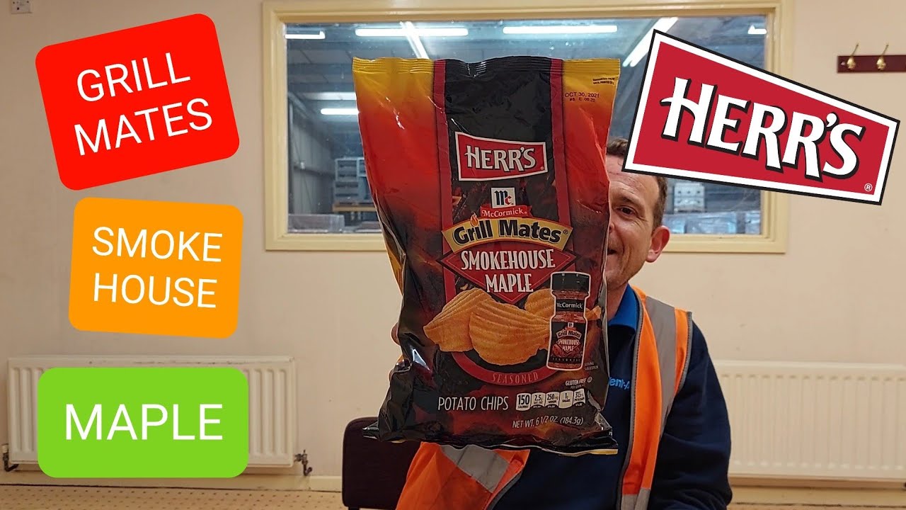 Herrs Grill Mates Smokehouse Maple Flavour Potato Chips - YouTube