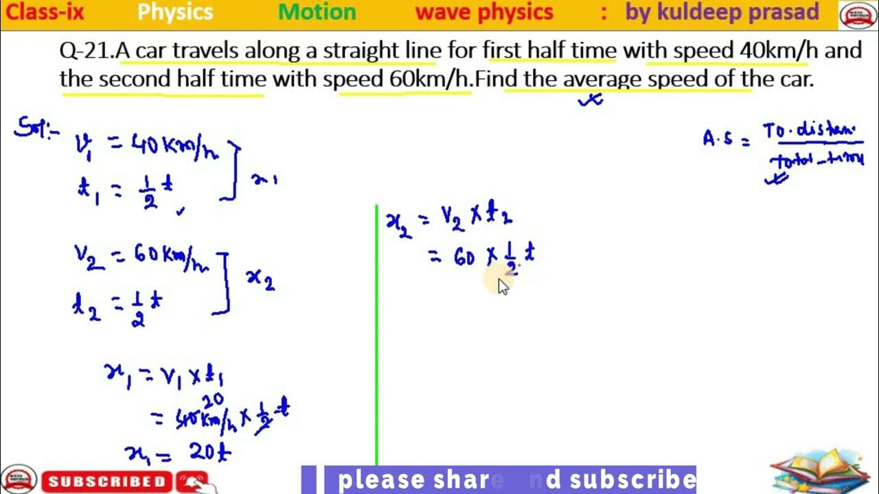 A car travels along a straight line for first half time with speed 40km/h and the second half ...