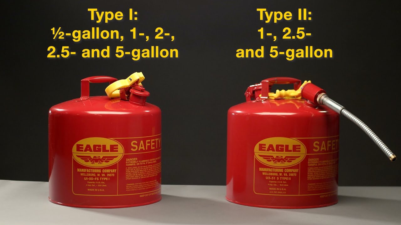 Eagle Safety Cans Type I and Type II - YouTube