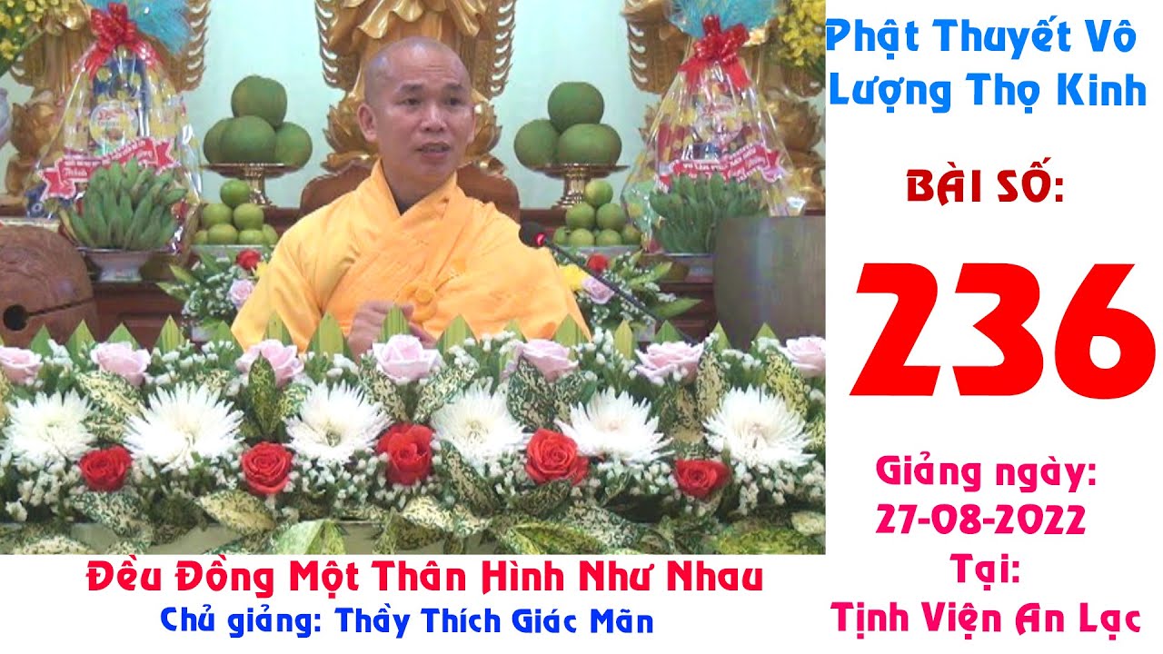236 Kinh Vô Lượng Thọ Như Lai Chủ Giảng Thầy Thích Giác Mãn - YouTube