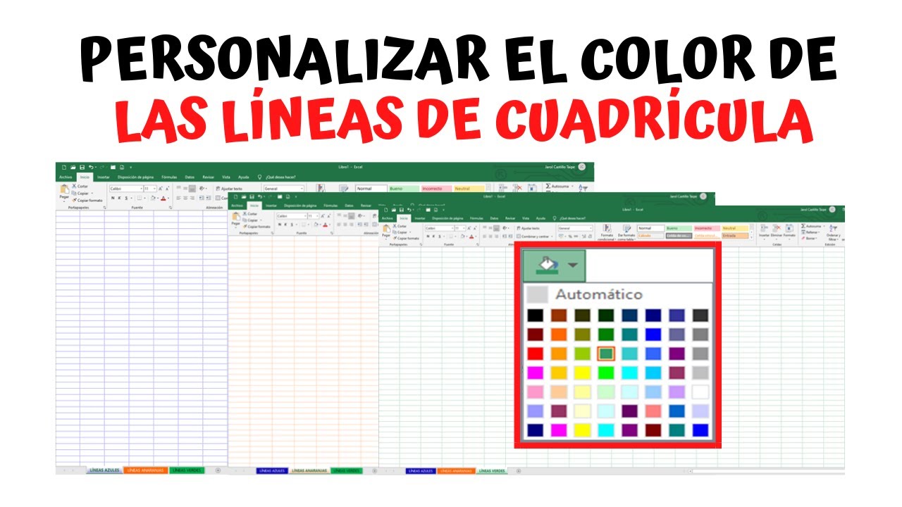 Como cambiar color de las líneas de cuadricula en toda la hoja de Excel ...