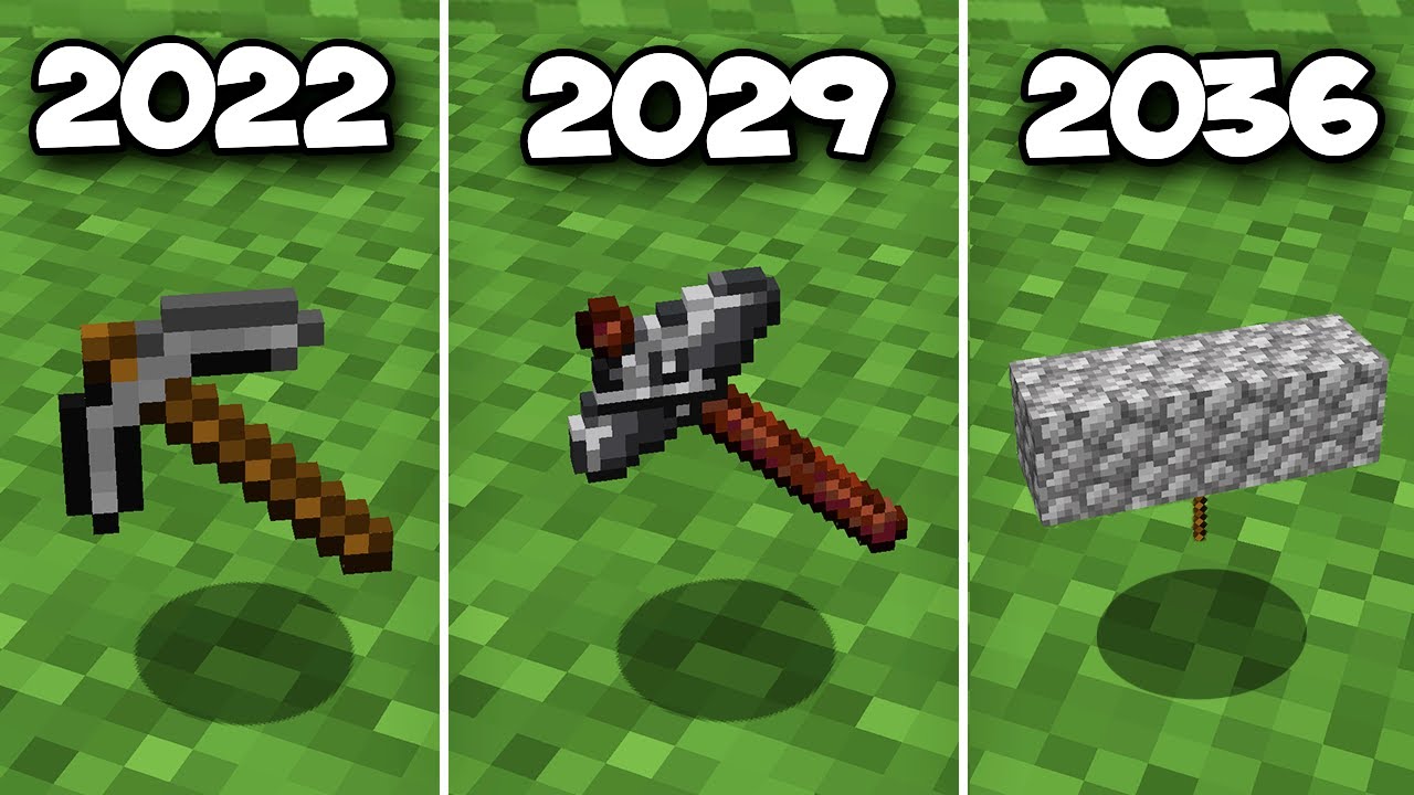 minecraft pickaxe 2022 vs 2029 vs 2036 - YouTube