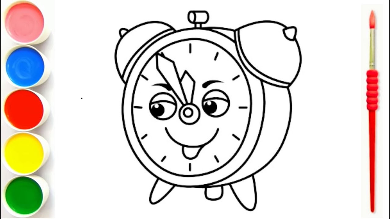 How To Draw Alarm Clock Drawing Step By Step With Color | Toddlers ...