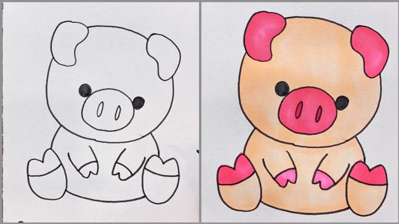 How to draw Pig | Easy Pig drawing - YouTube
