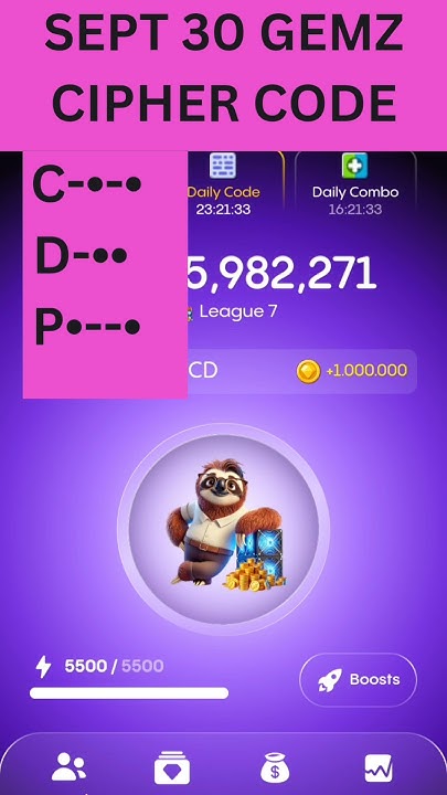 SEPT 30 GEMZ CIPHER CODE #gemzciphercode #gemzcipher #gemz #gemzcoin #tsl8888 - YouTube