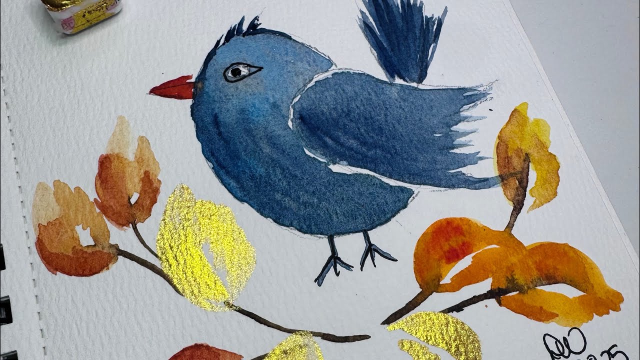 Debbie Walker Art is live - Let's paint a Fall watercolor Birdie - YouTube