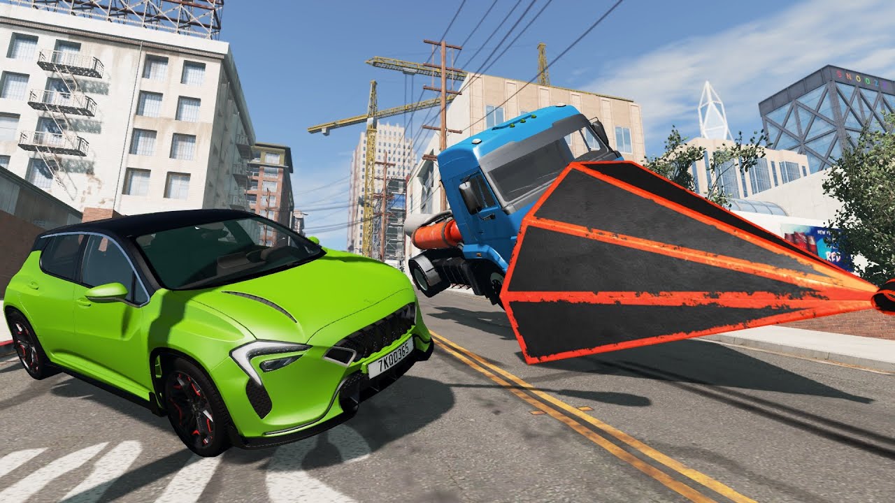 BeamNG Drive Realistic Physical Model Crash - Crazy Truck Rampage in ...
