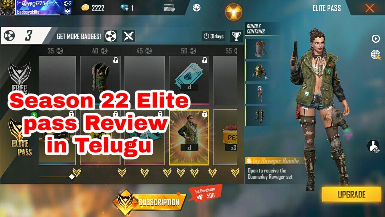 How to Free Fire Season 22 Elite Pass (Full Explained in Telugu) - YouTube
