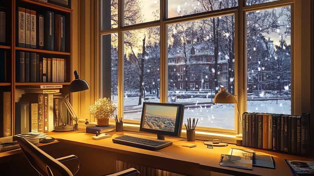 Piano, Wind & Snow Ambience: Enhance Study and Relaxation by the Window ...