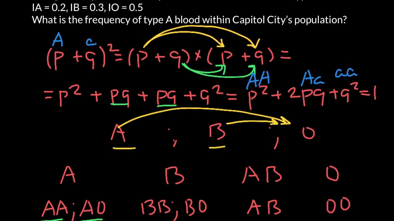 How to solve ABO blood group frequency problems - YouTube