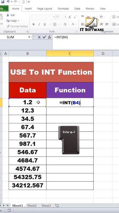 Use to INT Function in Excel | Excel for Fresher | #excel #exceltutorial #shorts @ITSoftwares ...