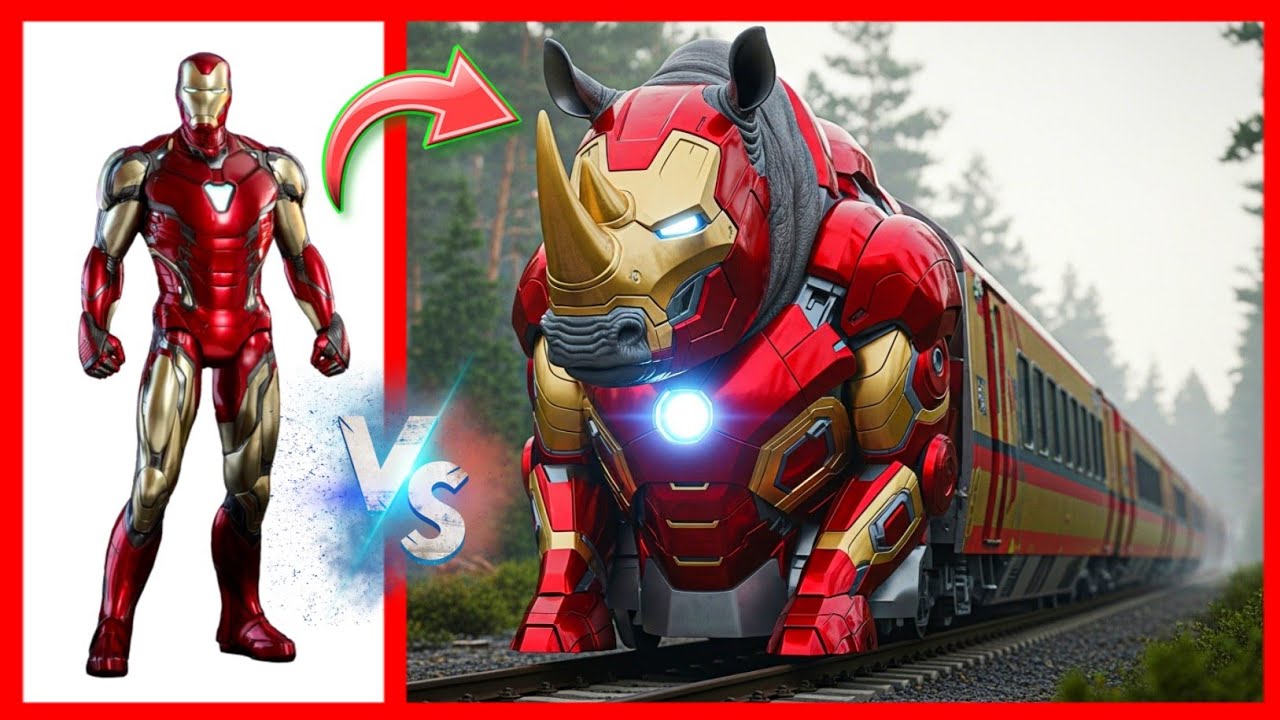What Happens When SUPERHEROES Combine RHINO Powers with Train Strength ...
