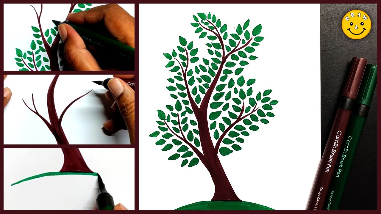 Tree Drawing In Folk Style || Easy And Simple Tree Drawing For ...