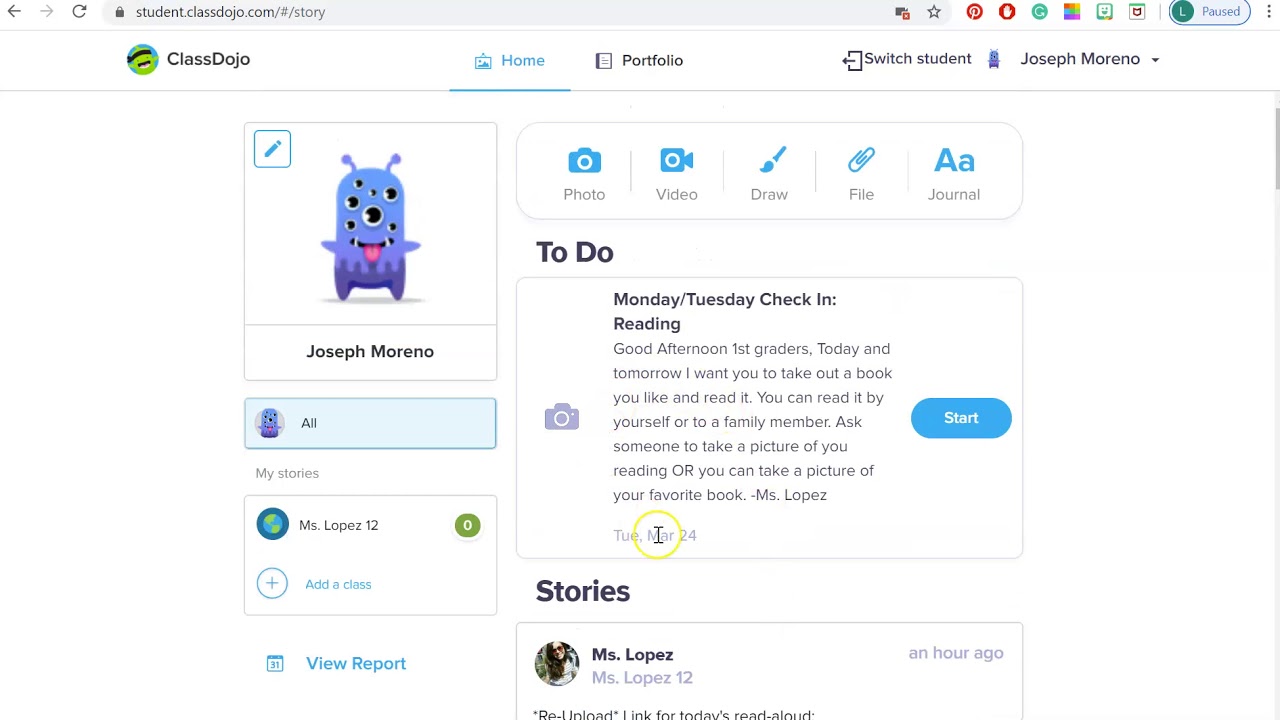 Accessing your portfolio on Class Dojo - YouTube