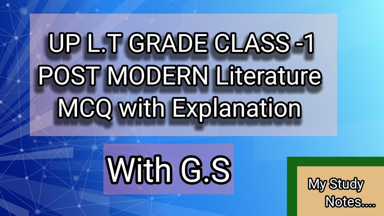 UP LT GRADE CLASS 1 // MCQ WITH EXPLANATION - YouTube