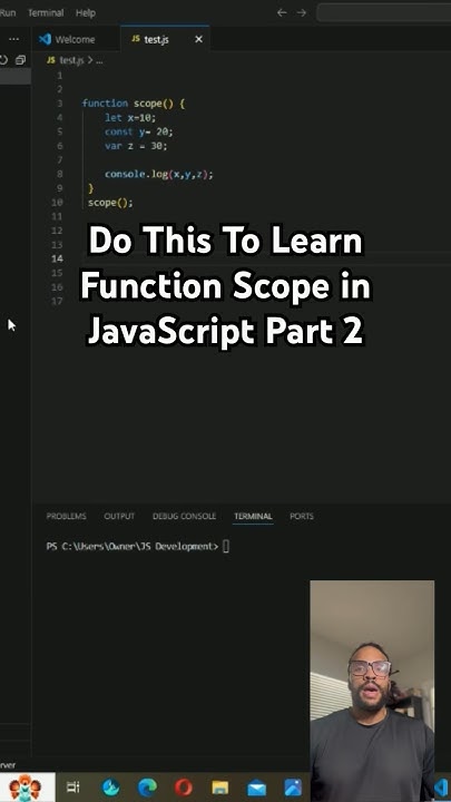 Do This To Learn Function Scope In Javascript Part 2 Javascriptfunctions Youtube