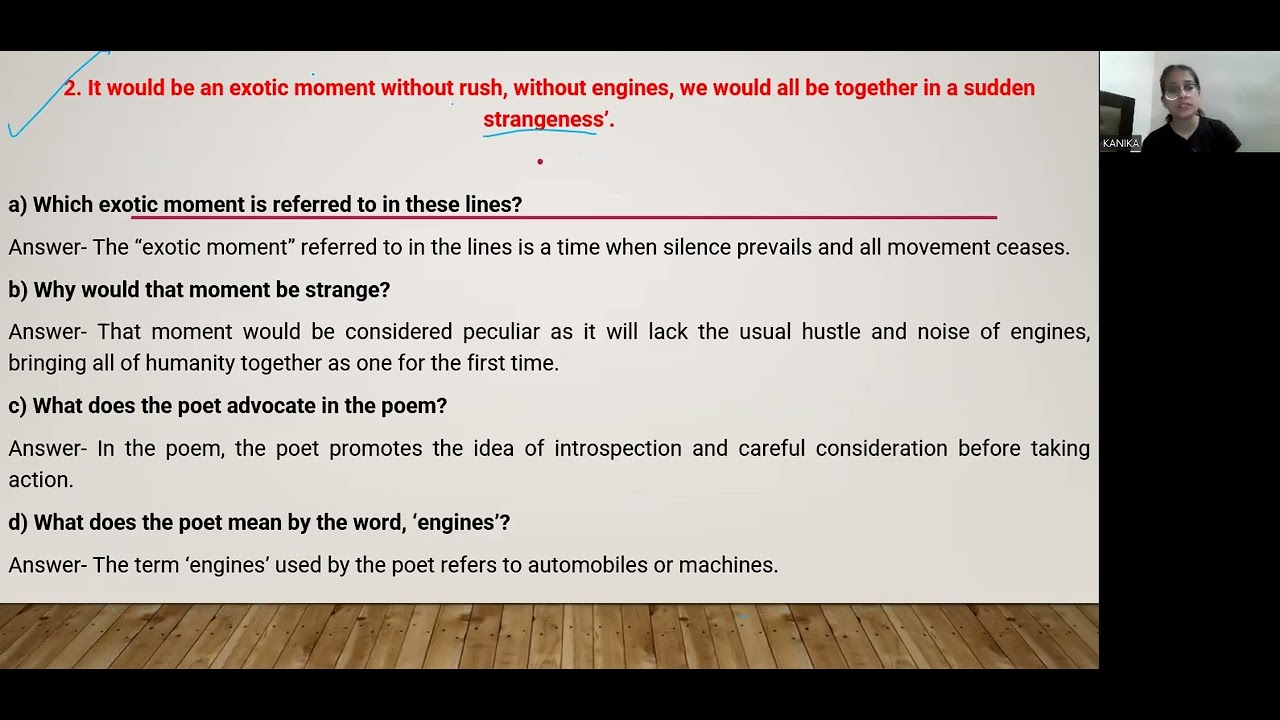 EXTRACT BASED QUESTIONS OF POEM-KEEPING QUIET CLASS 12 - YouTube