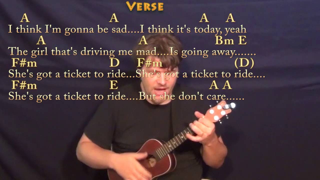 Ticket to Ride (The Beatles) Ukulele Cover Lesson in A with Chords ...