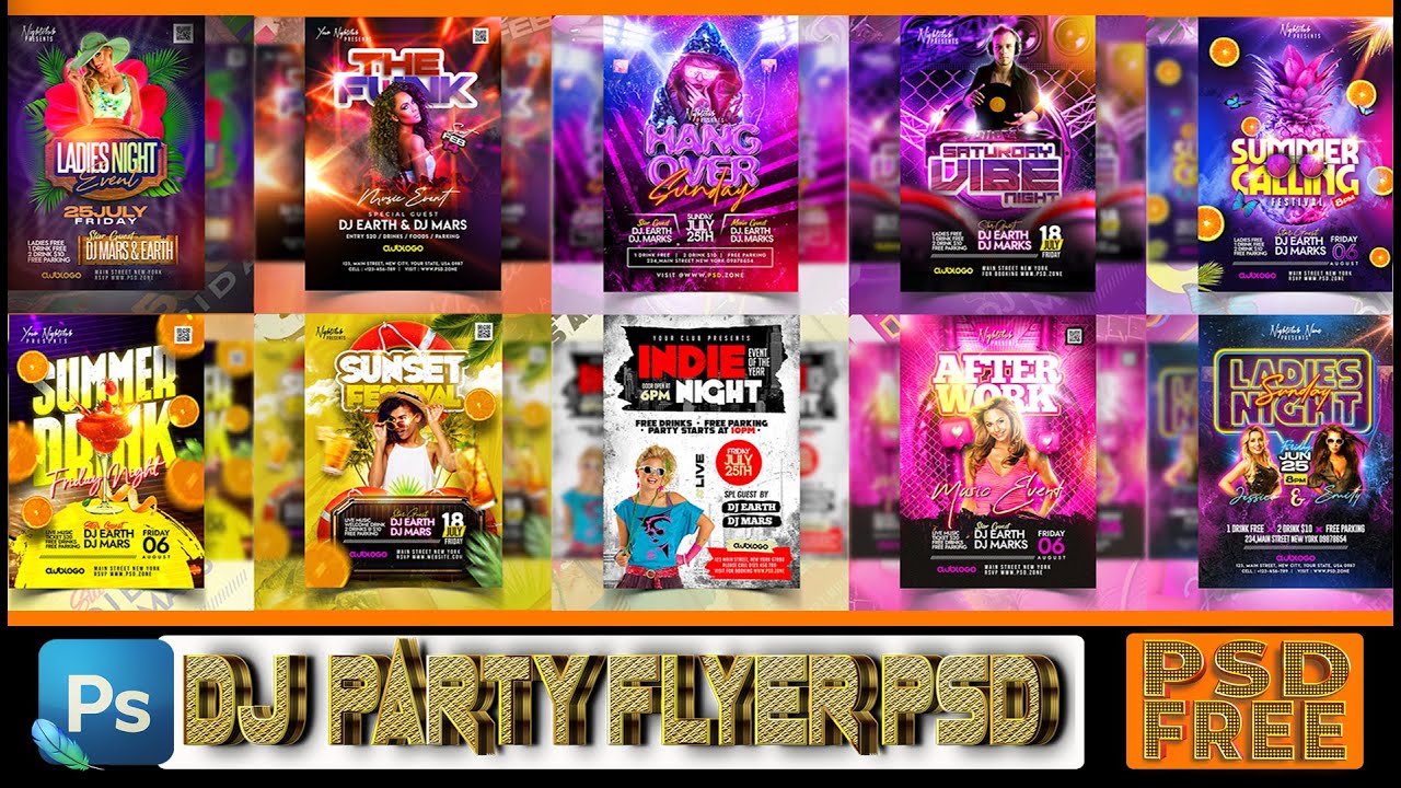 Dj Party Invitation Template In Photoshop Psd - YouTube