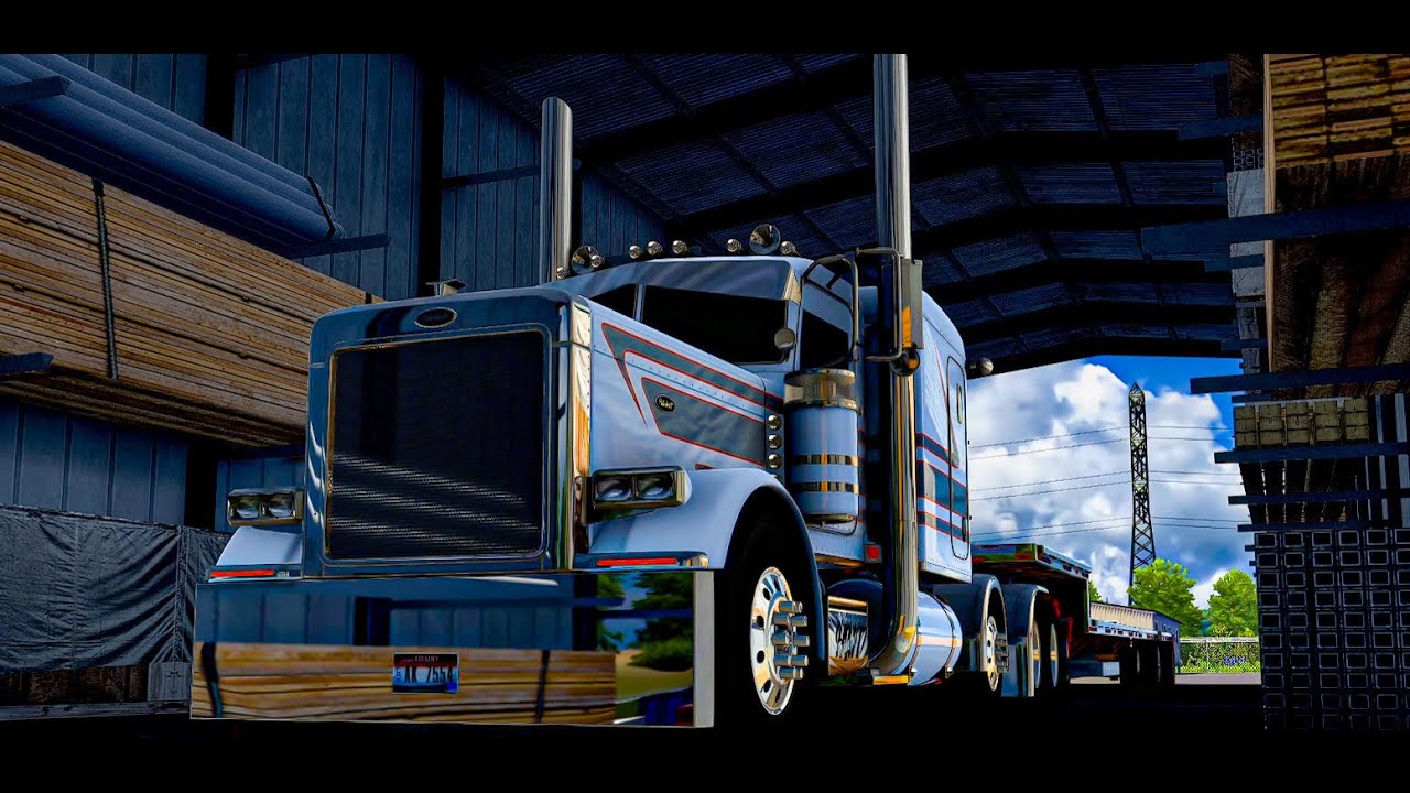 Hauling Corogated Pipes | ATS | PM 389 | 4k | PM Wade Step Deck | - YouTube